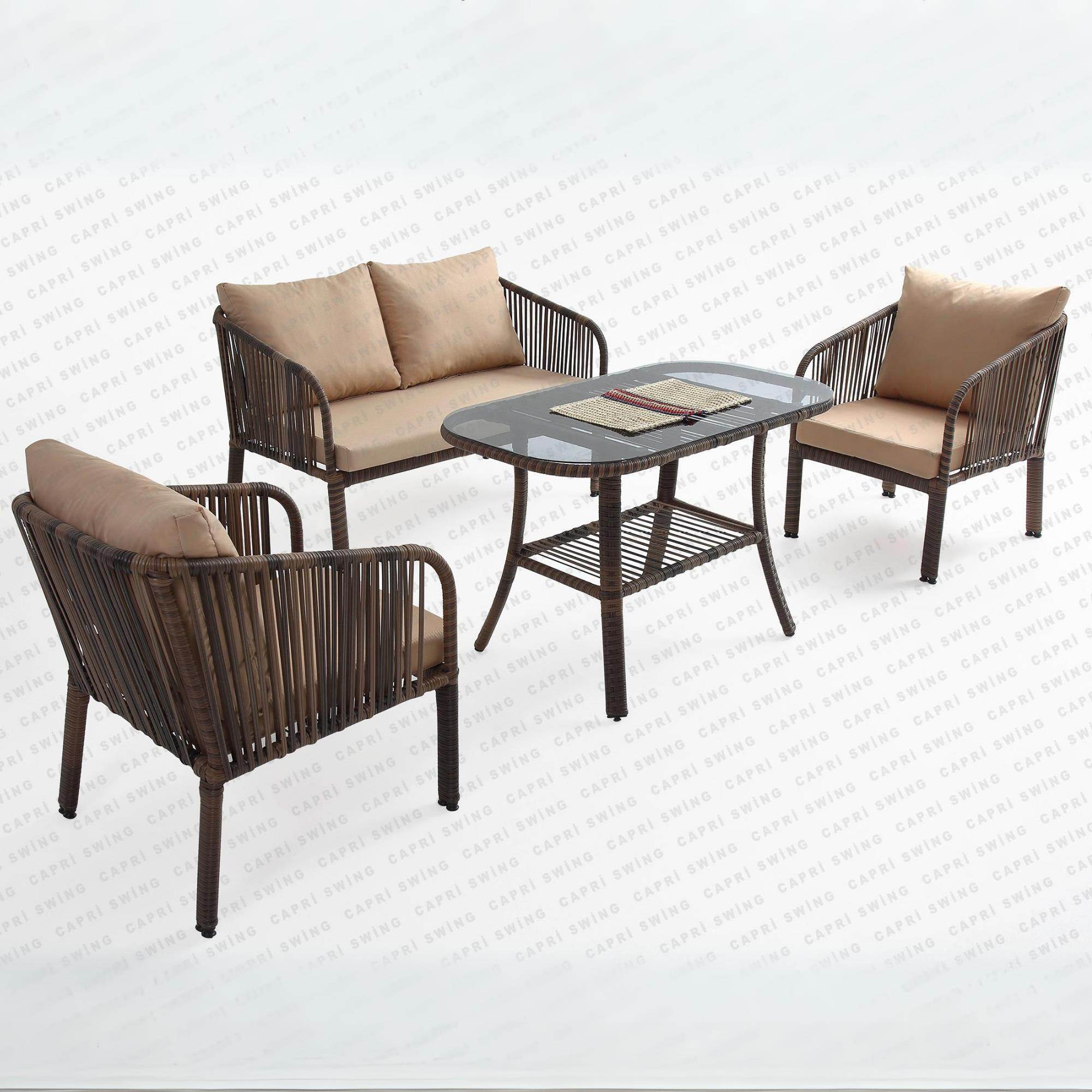 Capri Swing Pisa Tekli Rattan Bahçe Balkon Oturma Grubu | Beyaz | 702