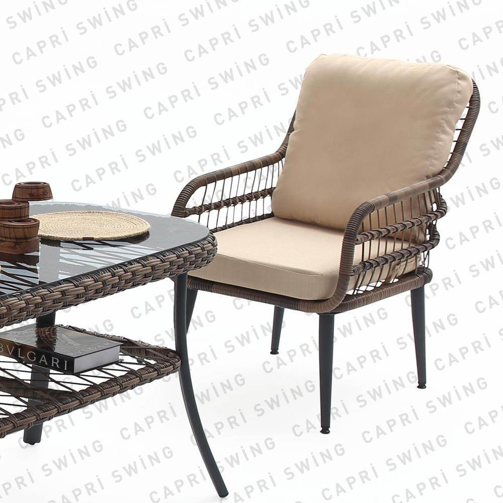 Capri Swing Pisa İkili Rattan Bahçe Balkon Oturma Grubu | Gri | 750