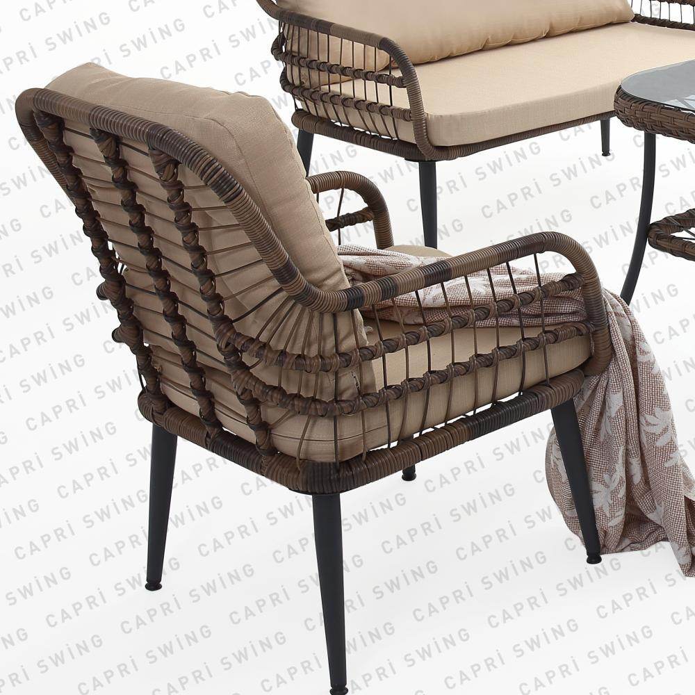 Capri Swing Pisa İkili Rattan Bahçe Balkon Oturma Grubu | Gri | 750